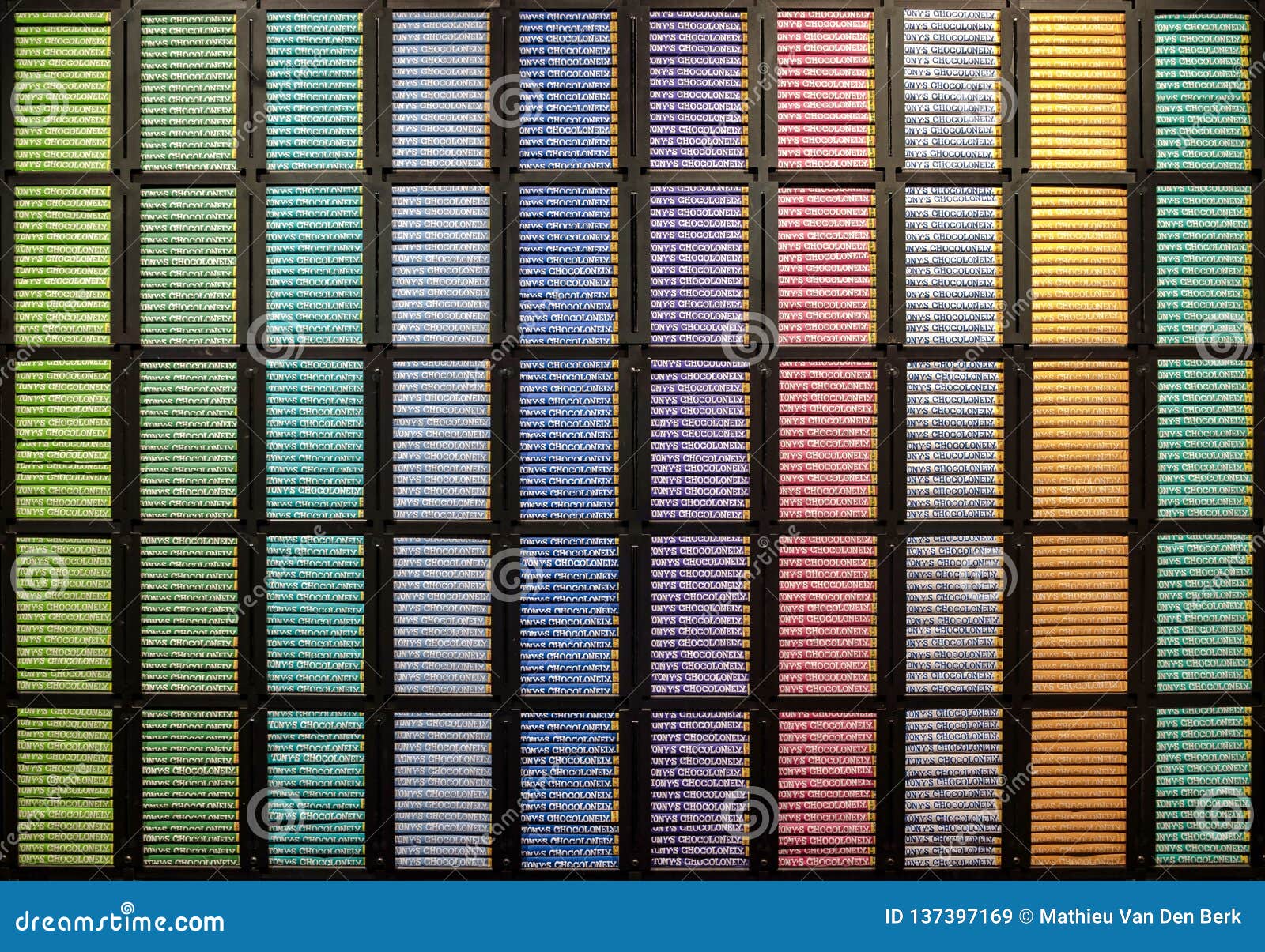 A Wall Full of Colored Chocolate Bars Editorial Stock Image - Image of ...