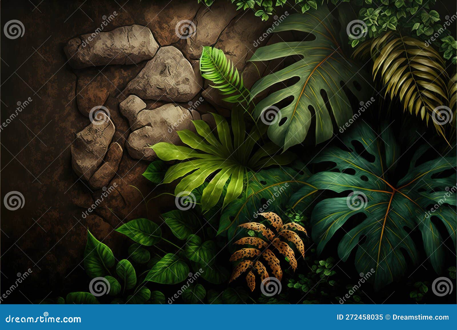 Wall is Full of Green Vegetation. Generative Illustration Stock ...