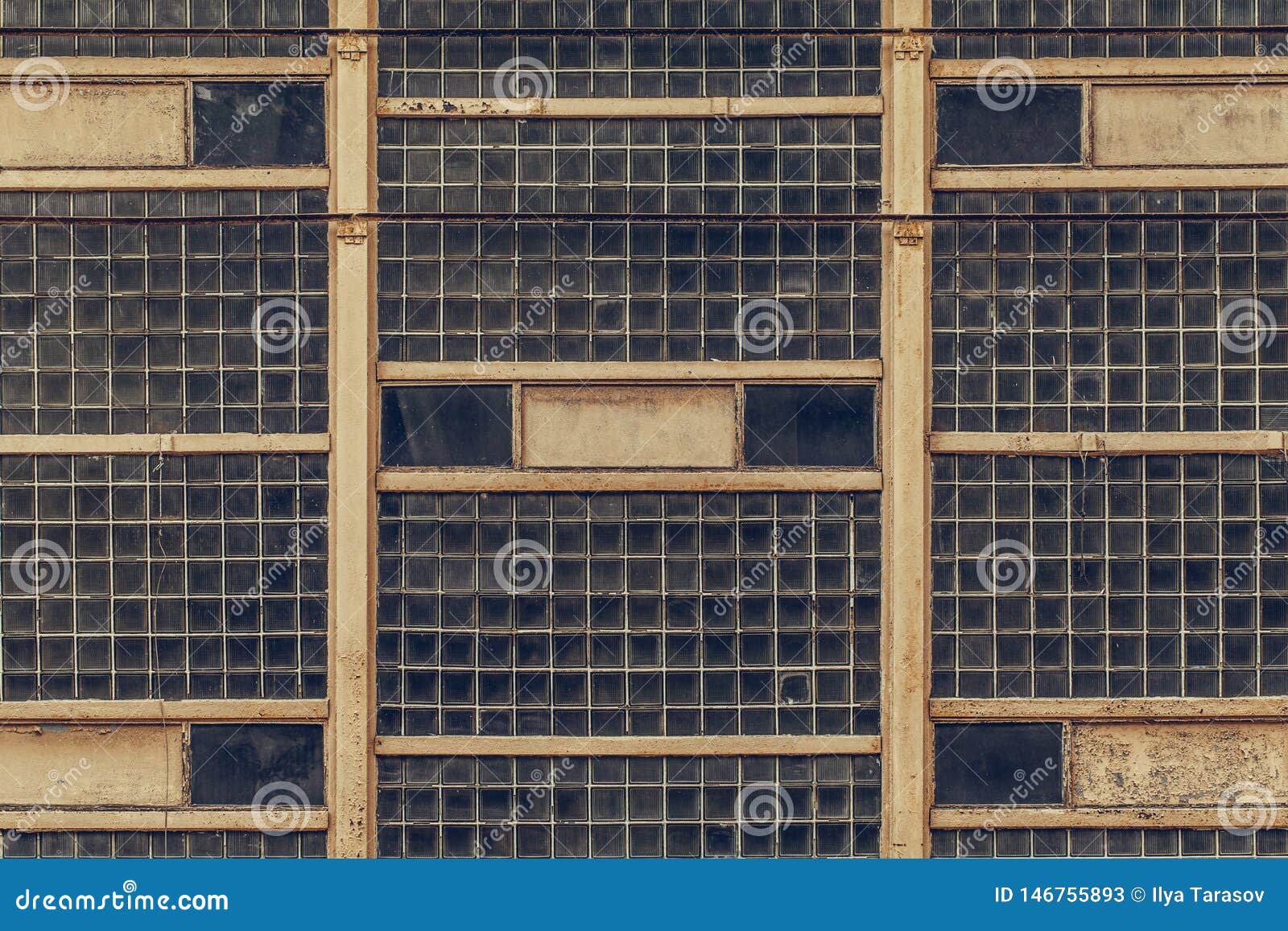The Wall of Glass Blocks. Pattern of Square Glass Blocks. Industrial ...