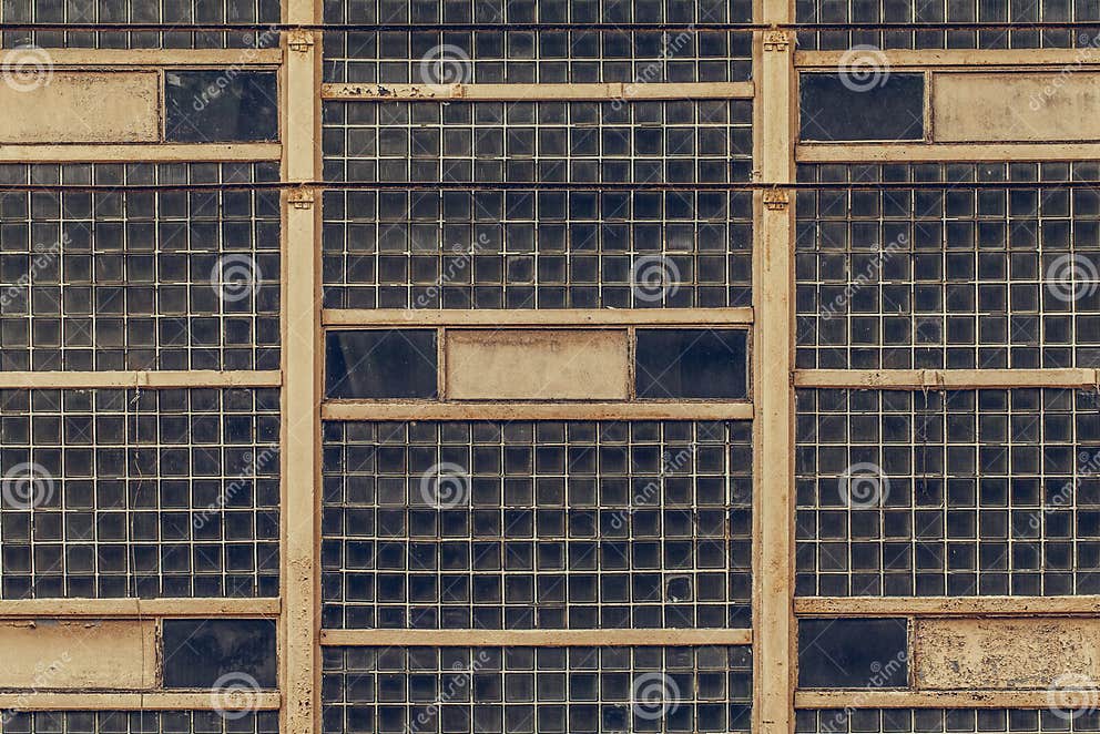 The Wall of Glass Blocks. Pattern of Square Glass Blocks. Industrial ...