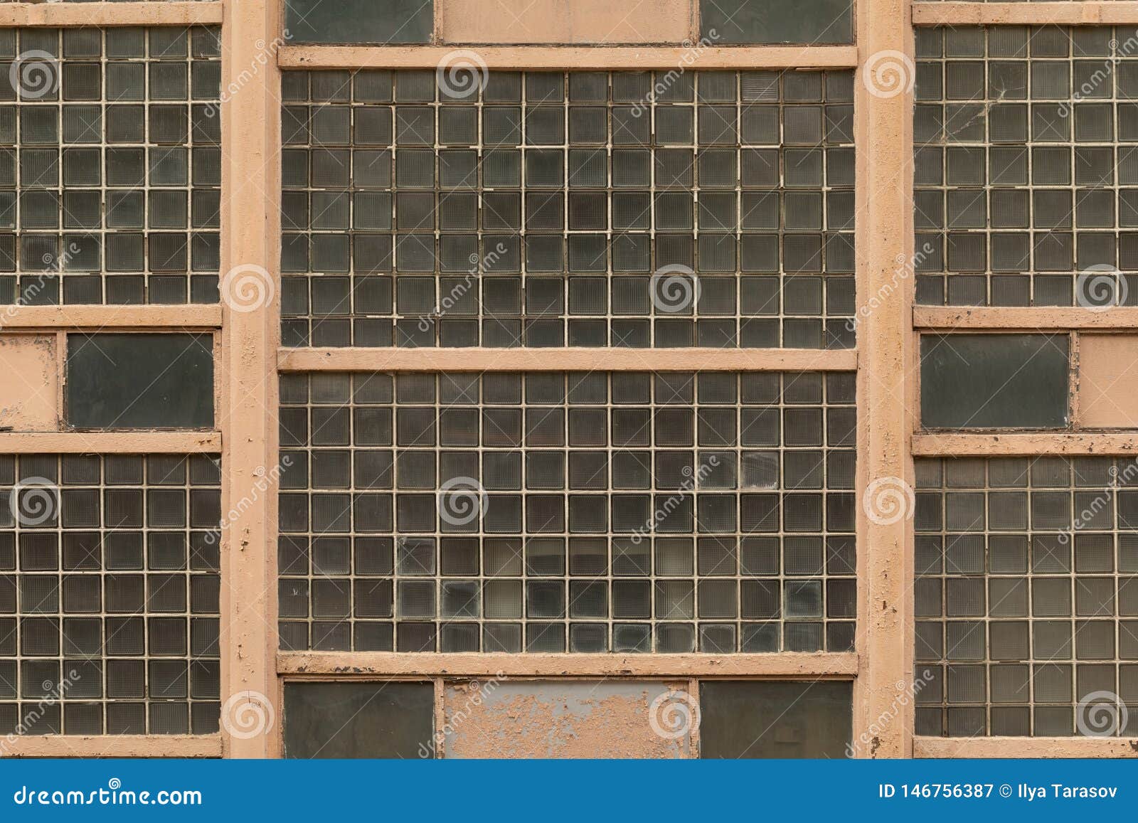 The Wall of Glass Blocks. Pattern of Square Glass Blocks. Industrial ...