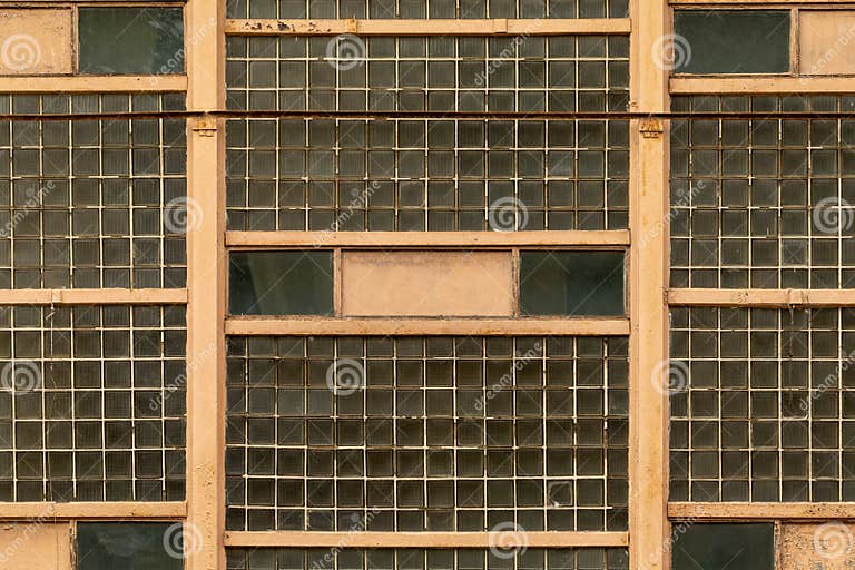 The Wall of Glass Blocks. Pattern of Square Glass Blocks. Industrial ...