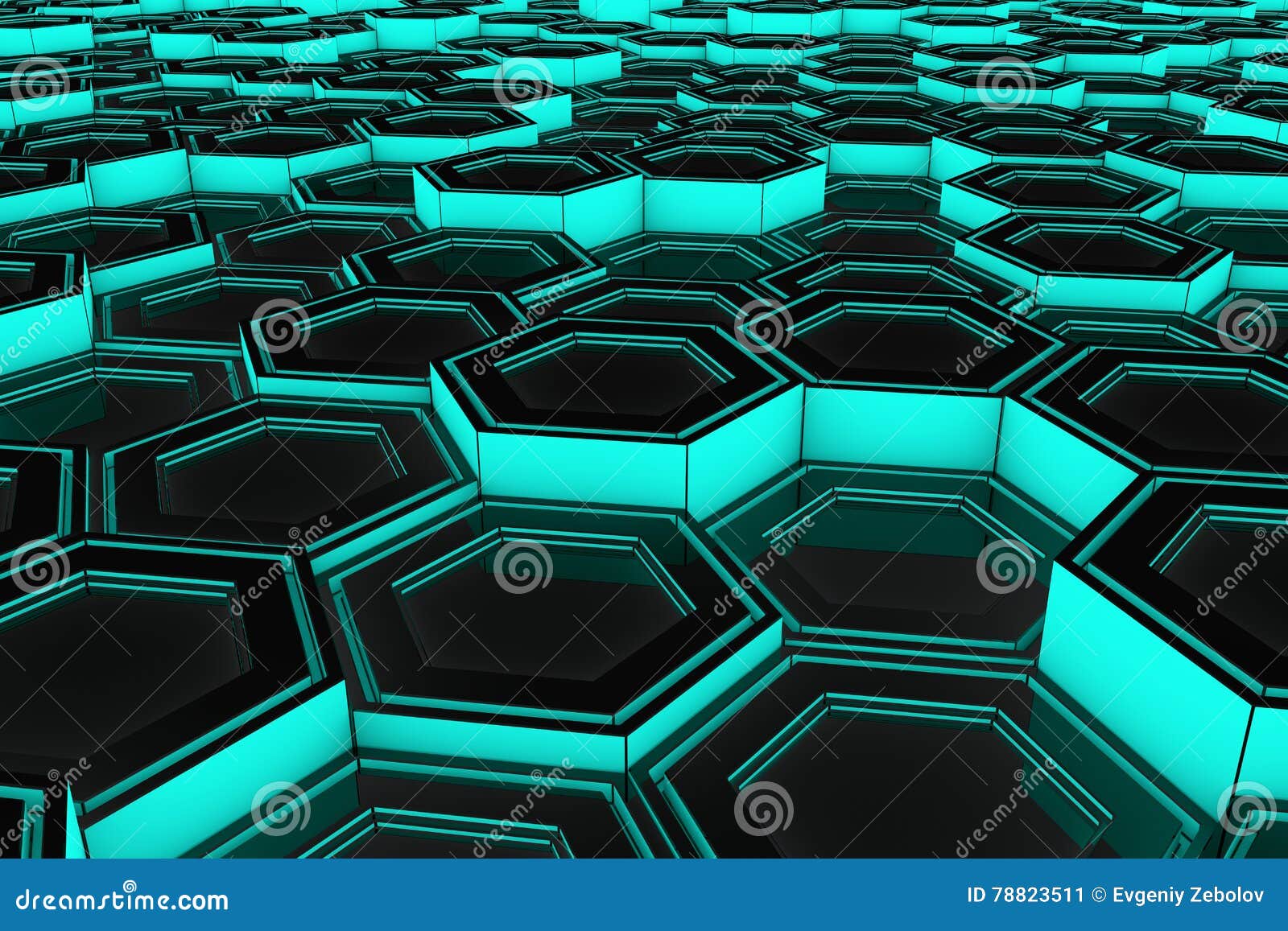 Wall of glowing hexagons stock illustration. Illustration of cyan ...