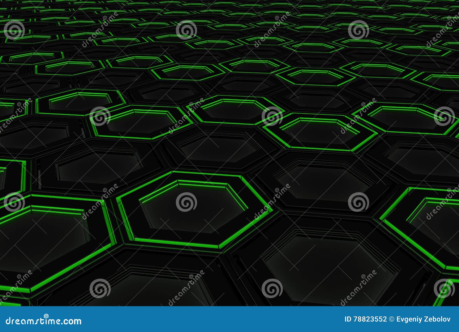 Wall of glowing hexagons stock illustration. Illustration of industrial ...