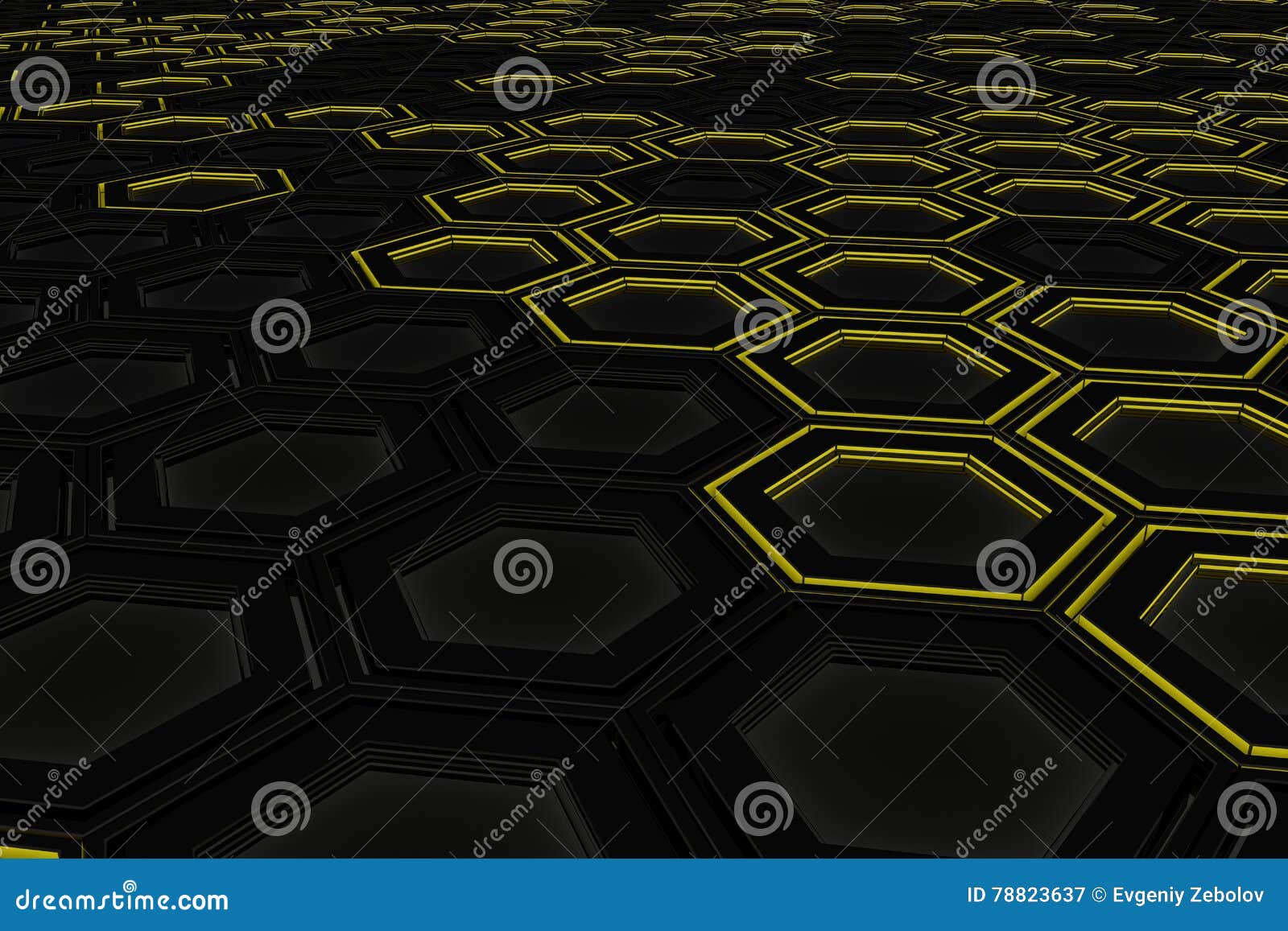 Wall of glowing hexagons stock illustration. Illustration of background ...