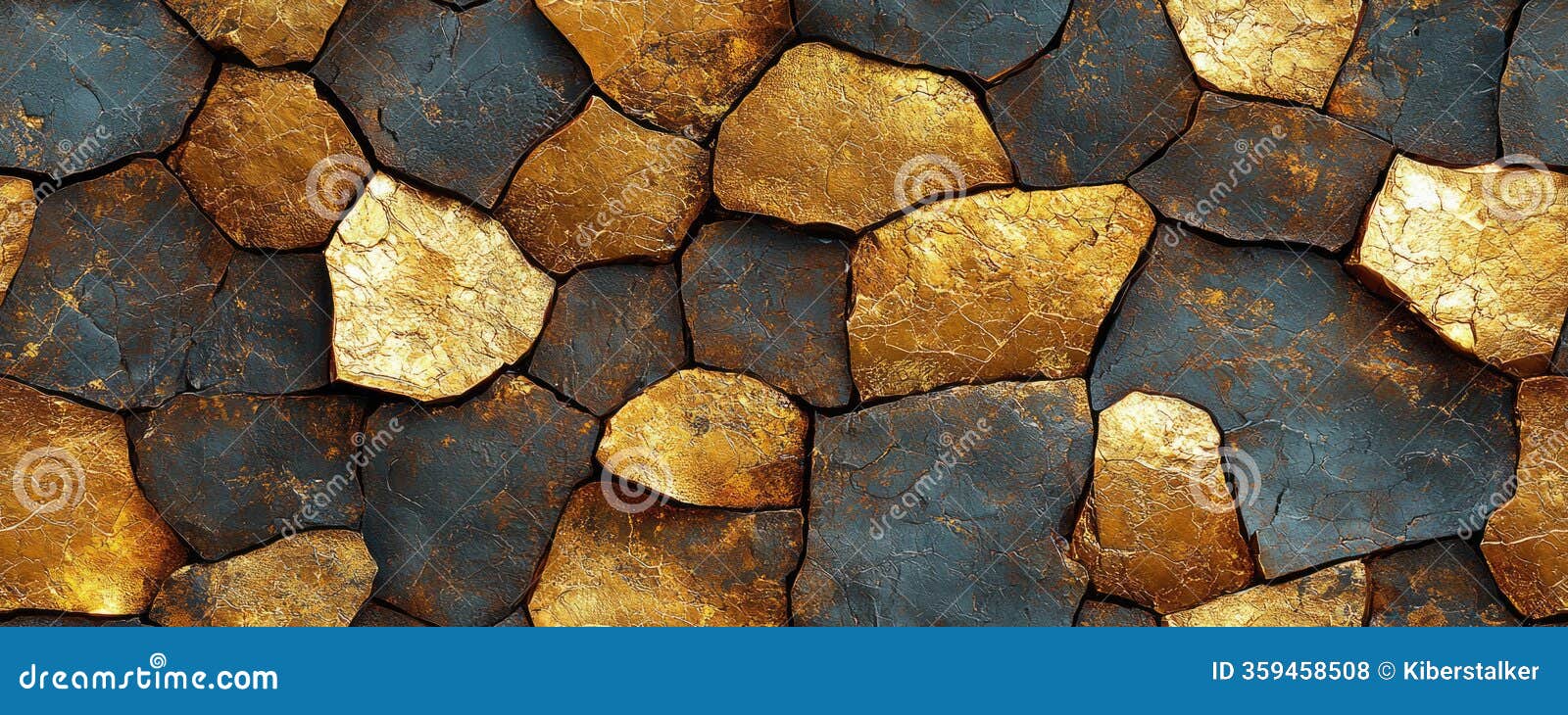 Wall of Golden Stones, Seamless Pattern. Abstract Gold Stones Stock ...