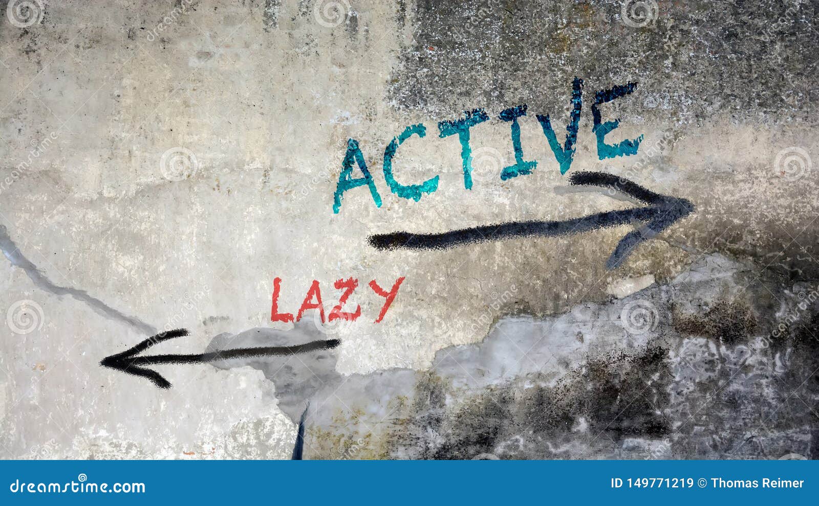 Wall Graffiti Active Versus Lazy Stock Image - Image of lazy, listless ...