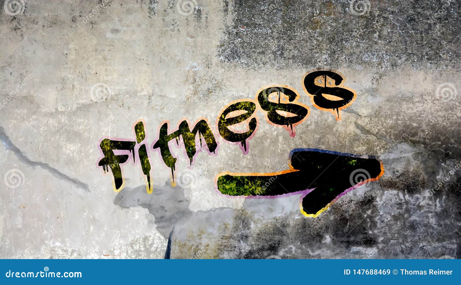 Wall Graffiti to Fitness stock image. Image of signboard - 147688469