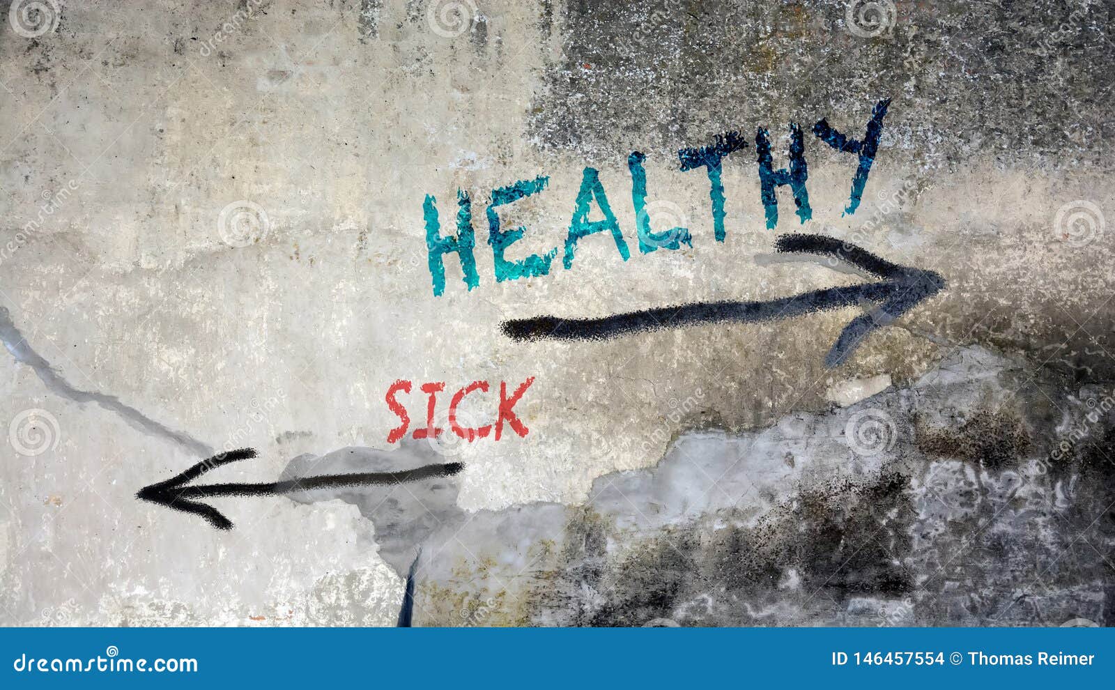 Wall Graffiti To Healthy Versus Sick Stock Photo - Image of waiting ...