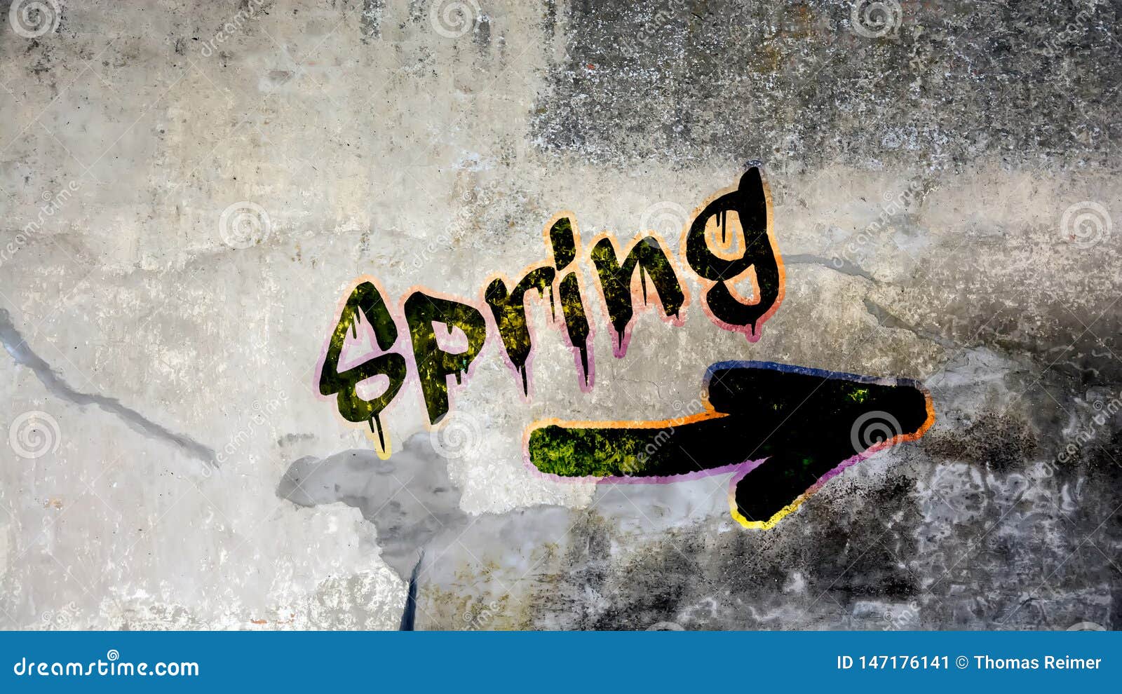 Wall Graffiti to Spring stock image. Image of spring - 147176141