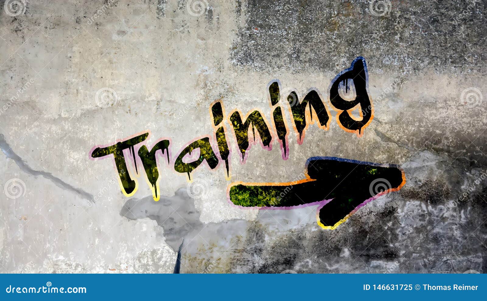 Wall Graffiti to Training stock illustration. Illustration of signpost ...