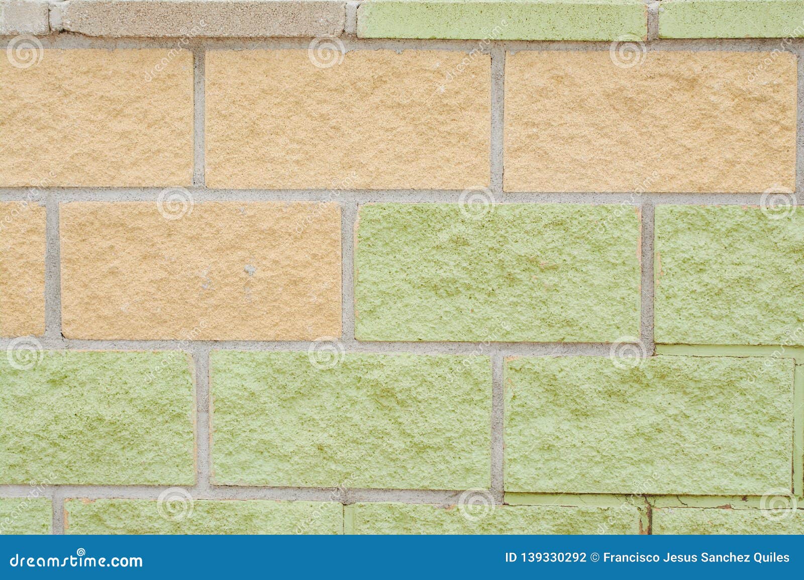 Wall of Green and Brown Concrete Blocks Stock Photo - Image of rough ...