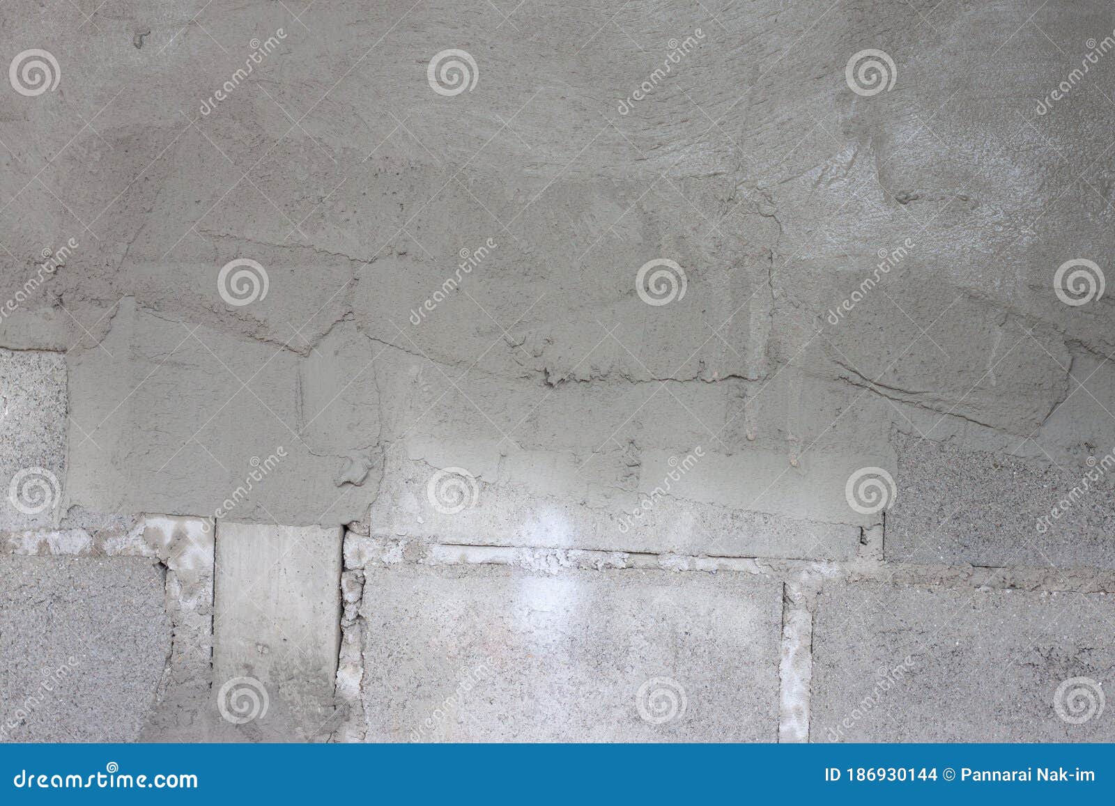 The Wall Has Just Been Plastered for Half at Construction Site. Stock ...