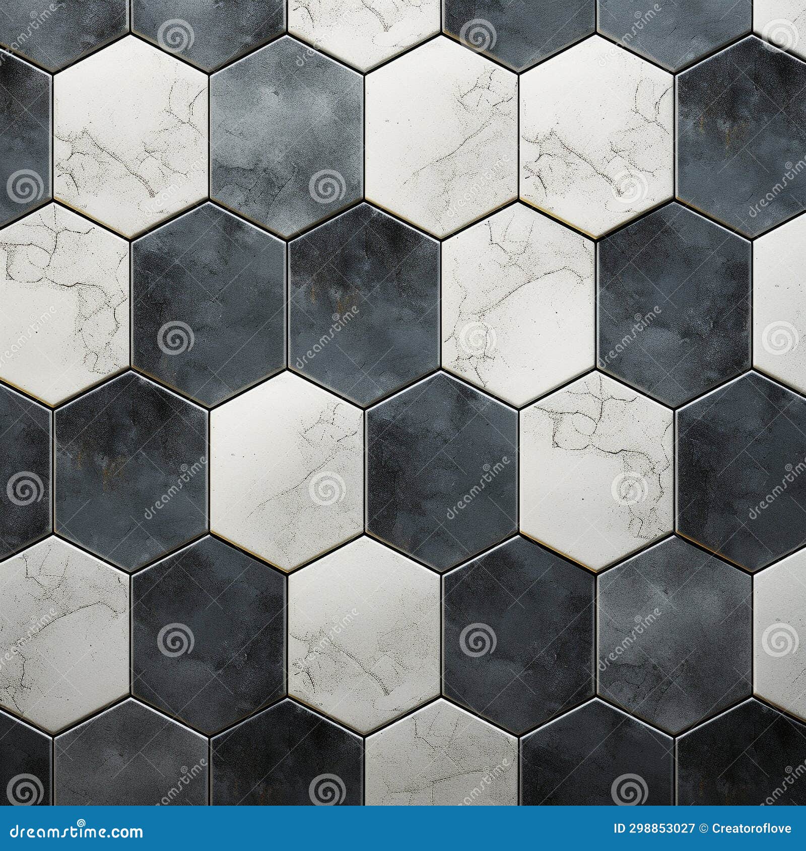 A Wall with a Hexagonal Black and White Tile Stock Illustration ...