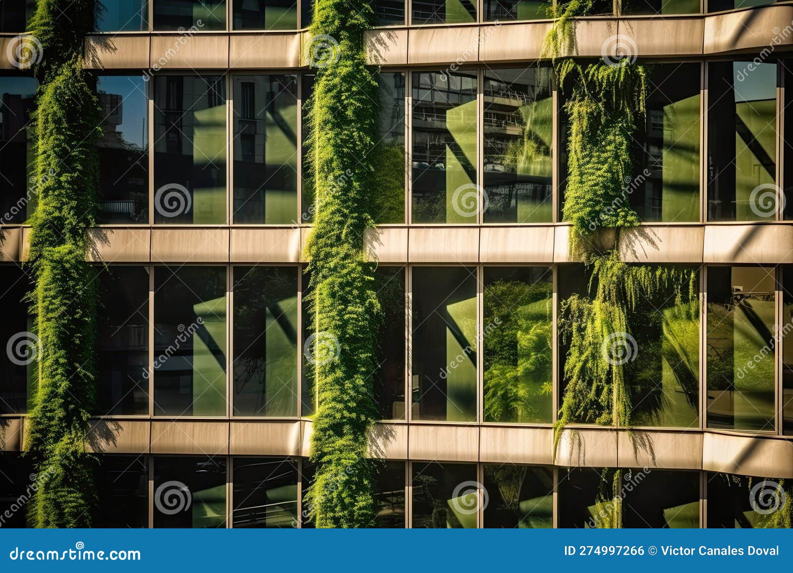 Wall of High-rise Building Fully Covered with Plants. Sustainability ...