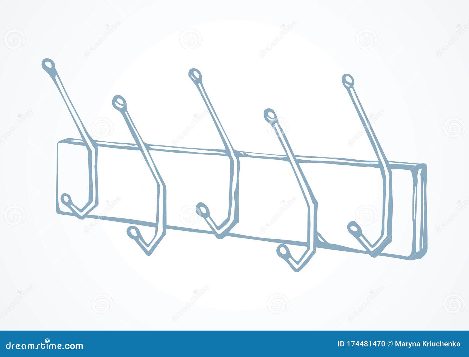 Wall hook. Vector drawing stock vector. Illustration of metal - 174481470