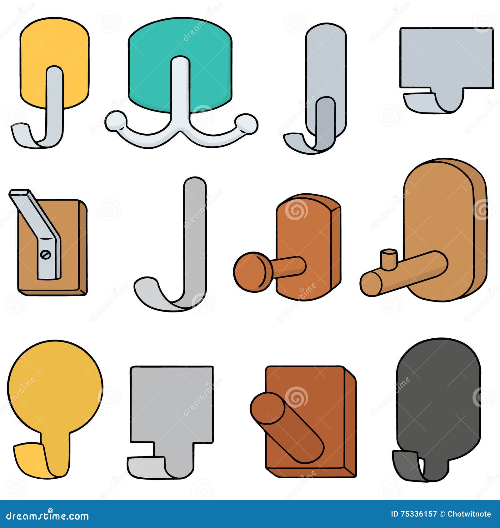 Wall hook stock vector. Illustration of clip, drawing - 75336157