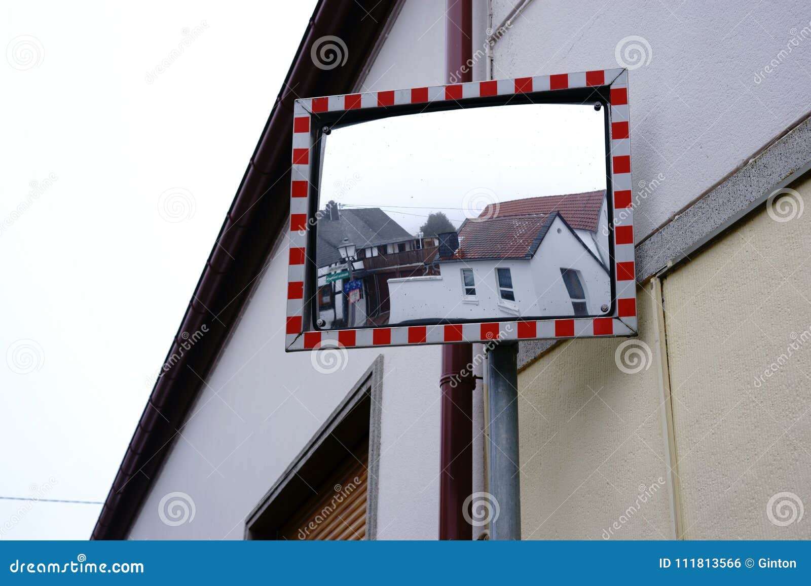 Traffic Mirror with House Reflections Stock Photo - Image of drive ...