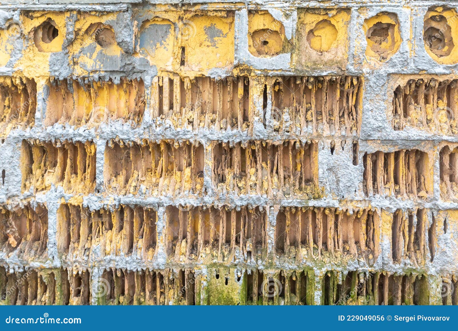 Wall of a House Made of Limestone after the Explosion, Crumbling Brick ...
