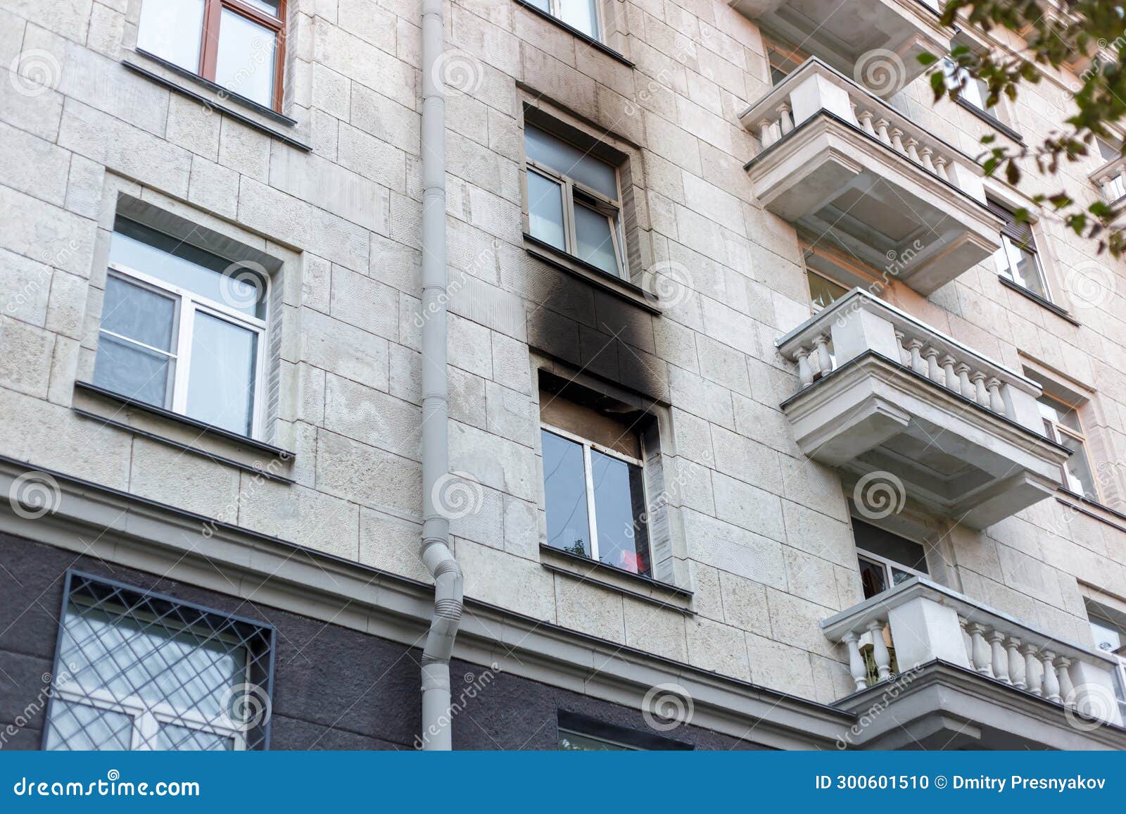 The Wall of the House is Stained with Soot after the Fire. Stock Photo ...