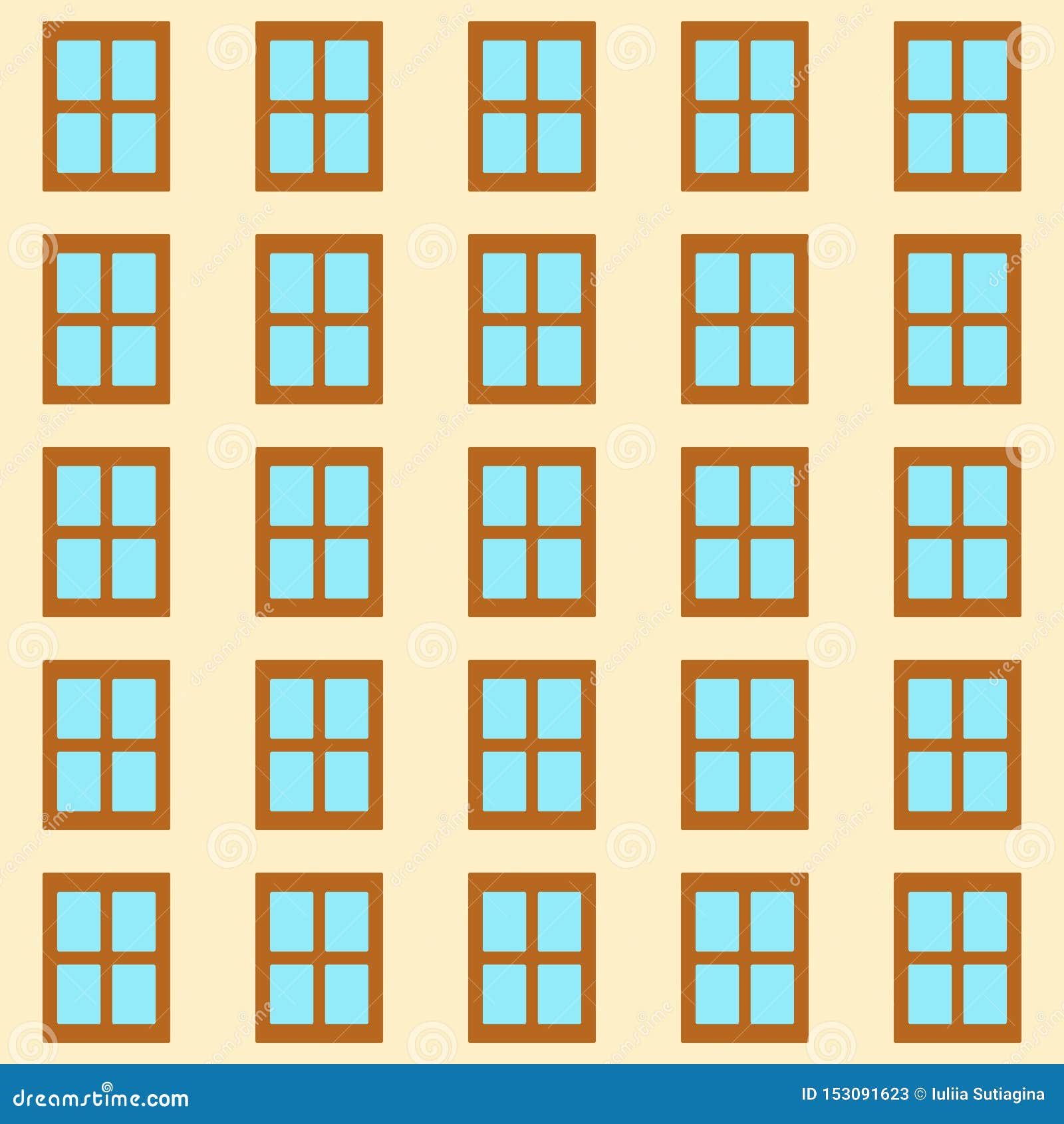 Wall of House with Windows, Seamless Pattern. Collection of Identical ...