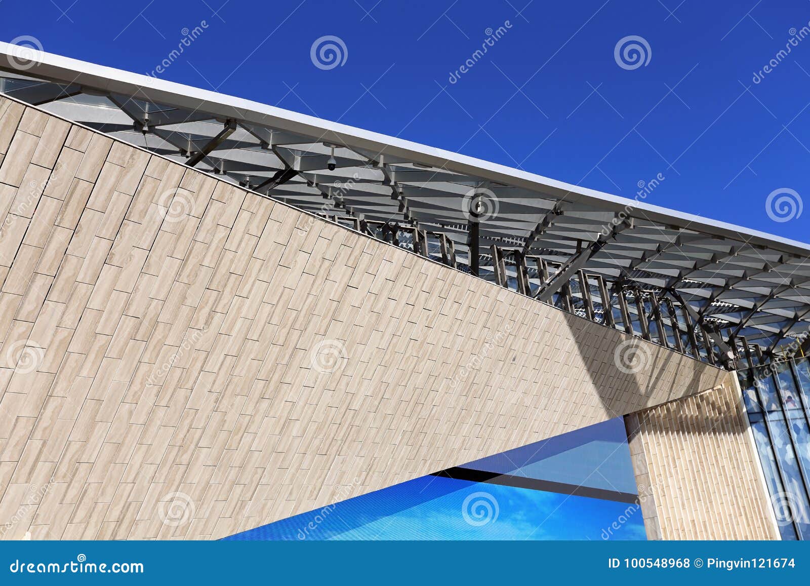 Wall of Huge High-tech Style Building Stock Photo - Image of downtown ...