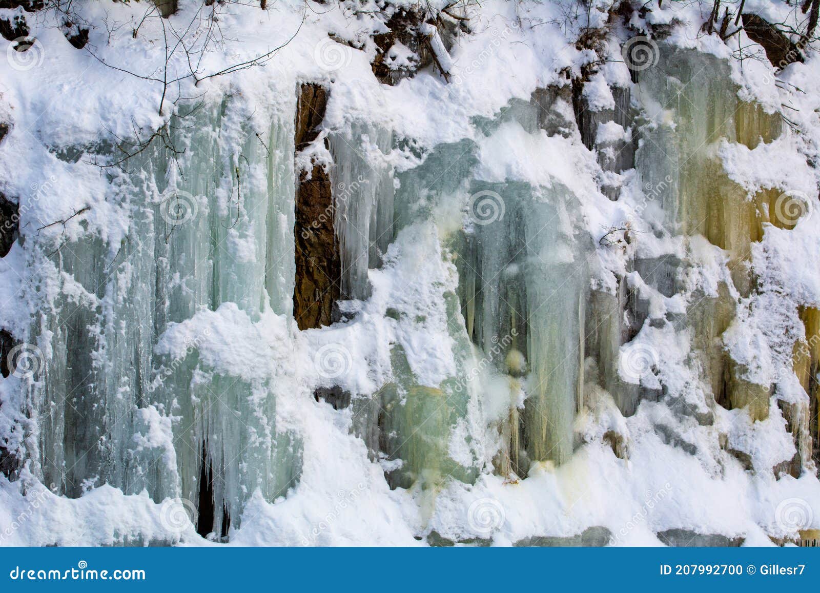 Wall of Ice in a Canadian Forest in Quebec Stock Photo - Image of snow ...