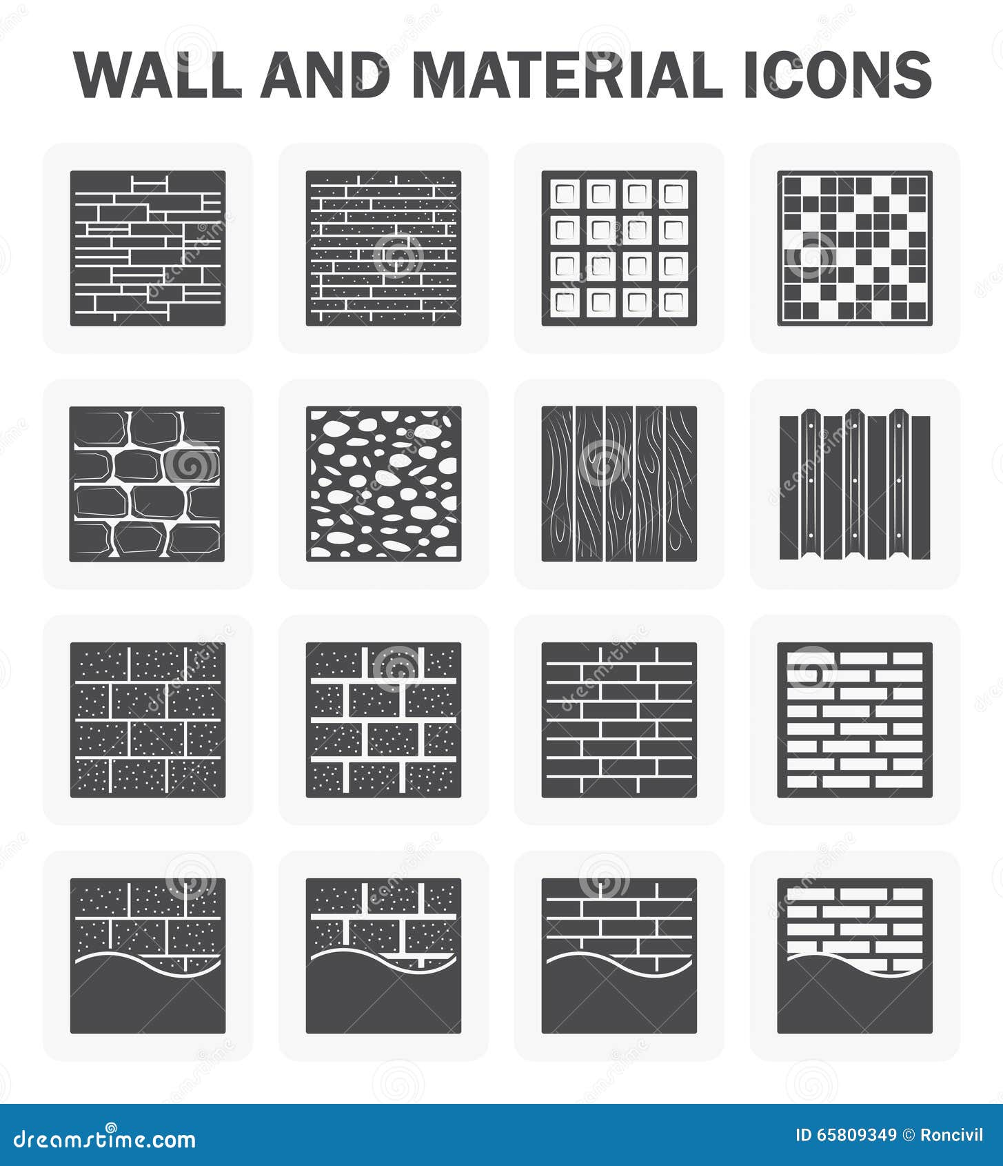 Wall icon sets stock vector. Illustration of built, masonry - 65809349