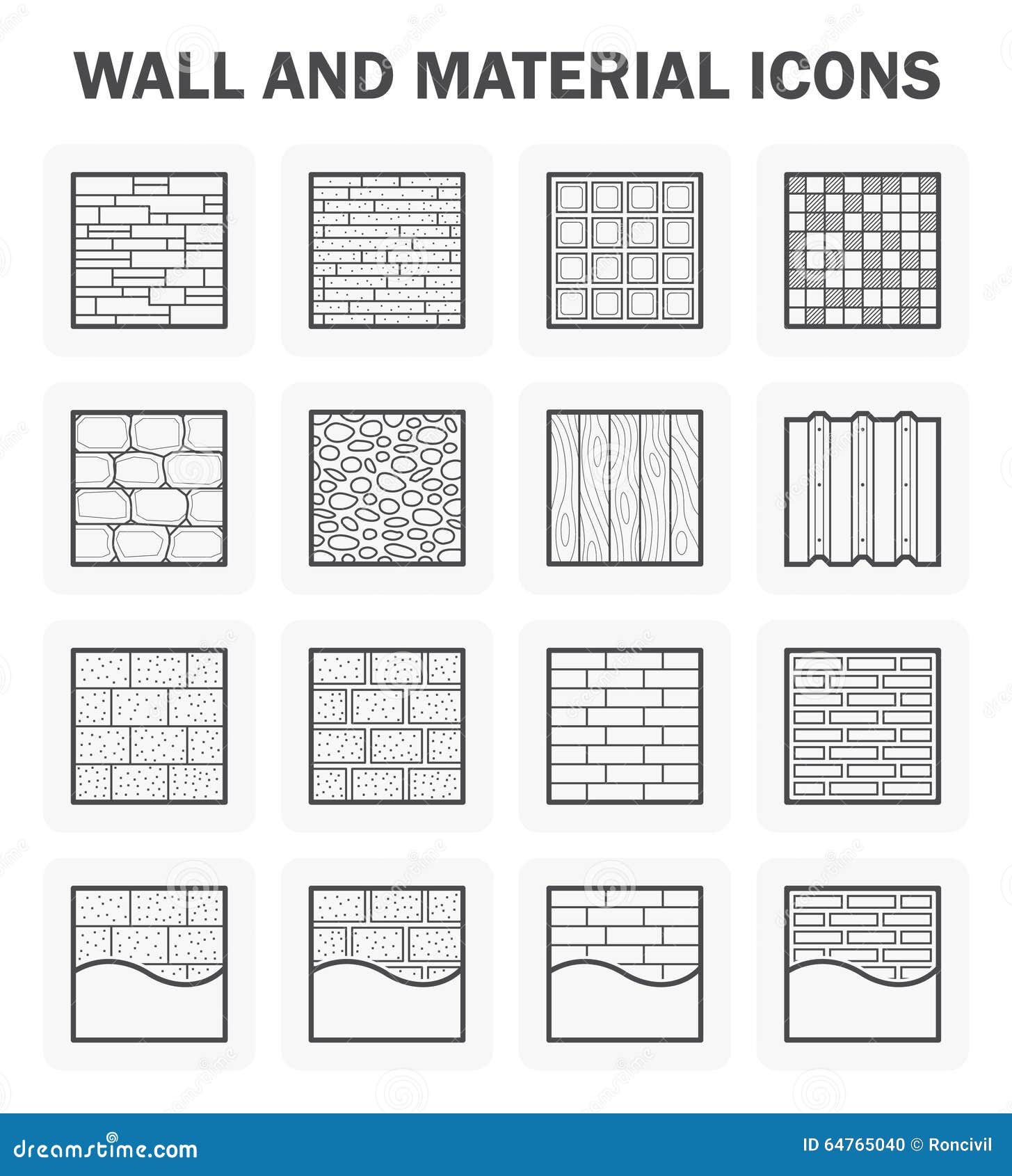 Wall icon sets stock vector. Illustration of rock, block - 64765040