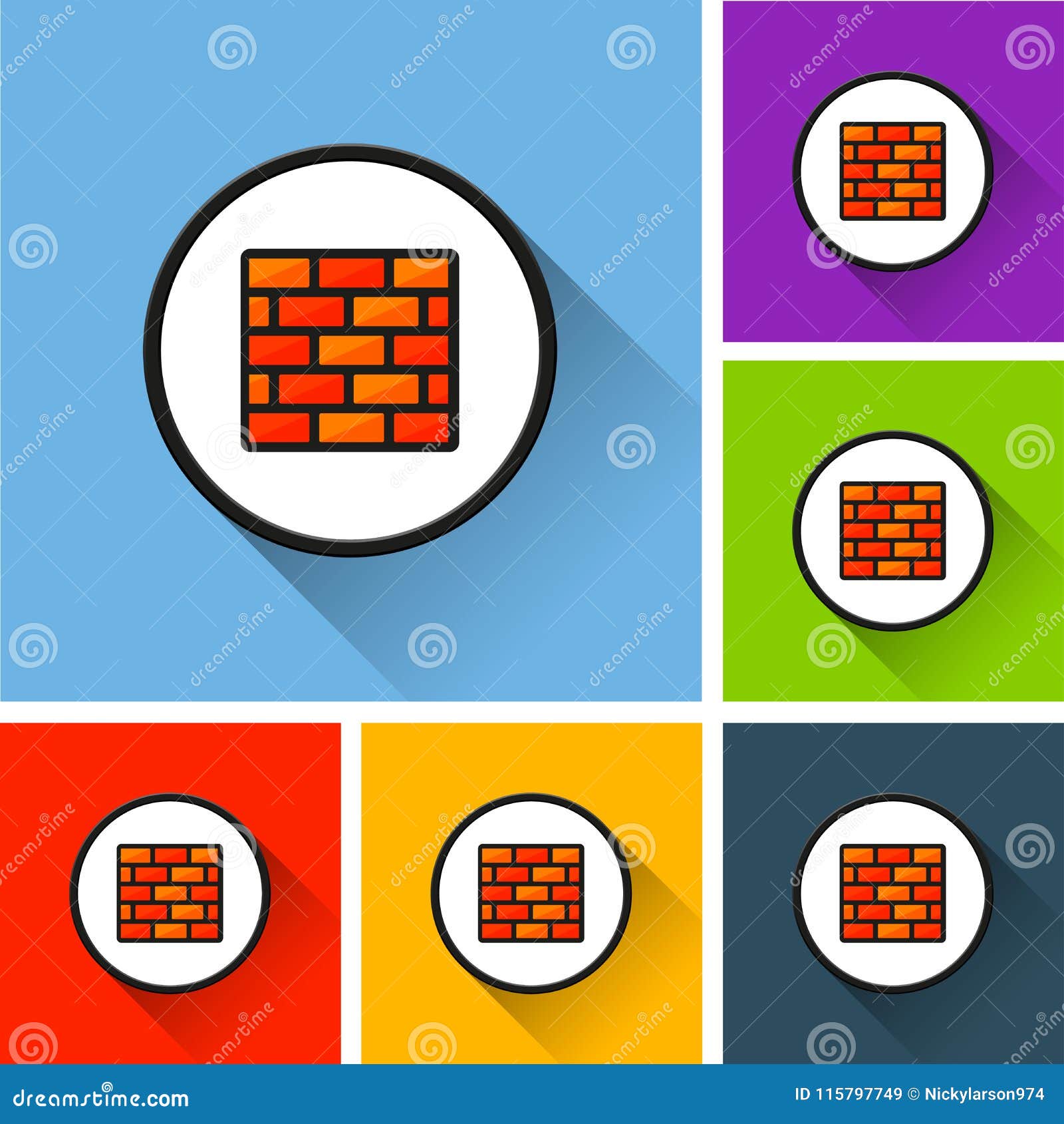 Wall Icons with Long Shadow Stock Vector - Illustration of wall ...