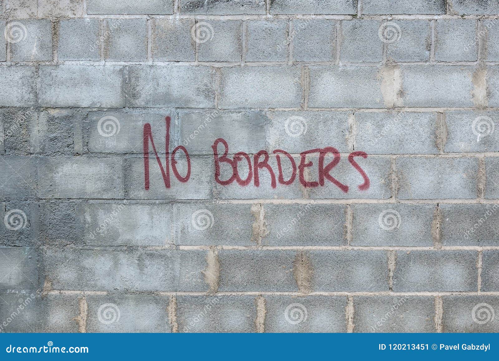 The Wall with Inscription No Borders Stock Image - Image of line ...