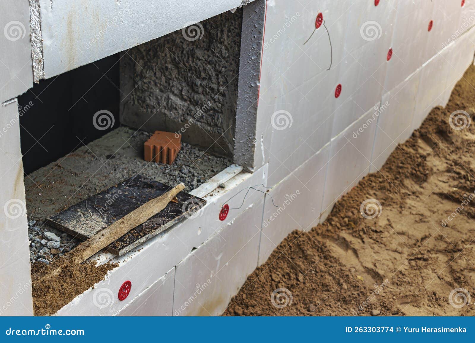 Wall Insulation with Polystyrene Foam. Insulation and Waterproofing of ...