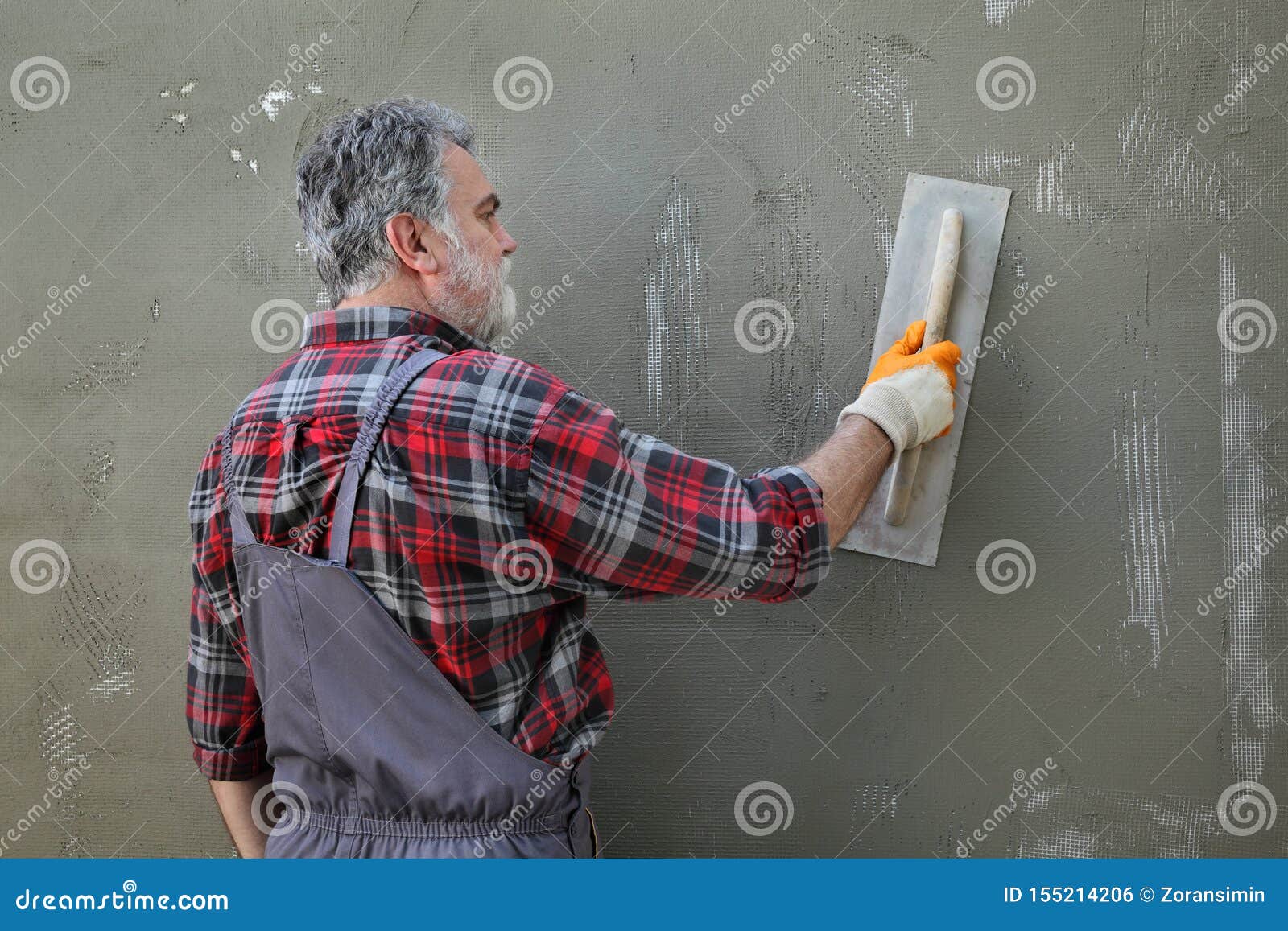 Wall Insulation, Spreading Mortar Over Mesh and Styrofoam, Polystyrene ...