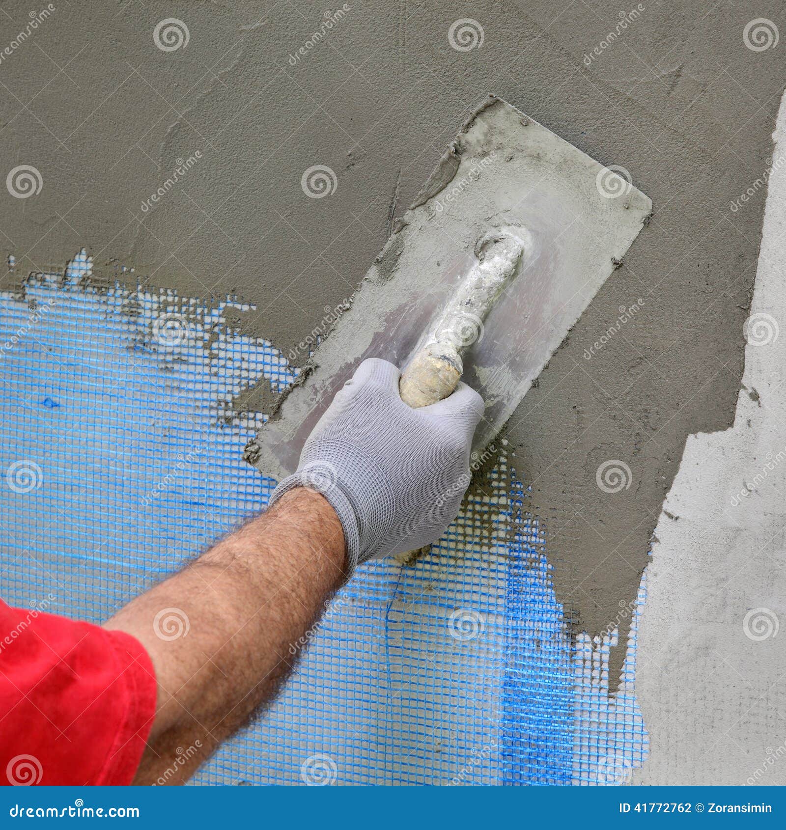 Wall Insulation, Spreading Mortar Over Mesh Stock Photo - Image of ...