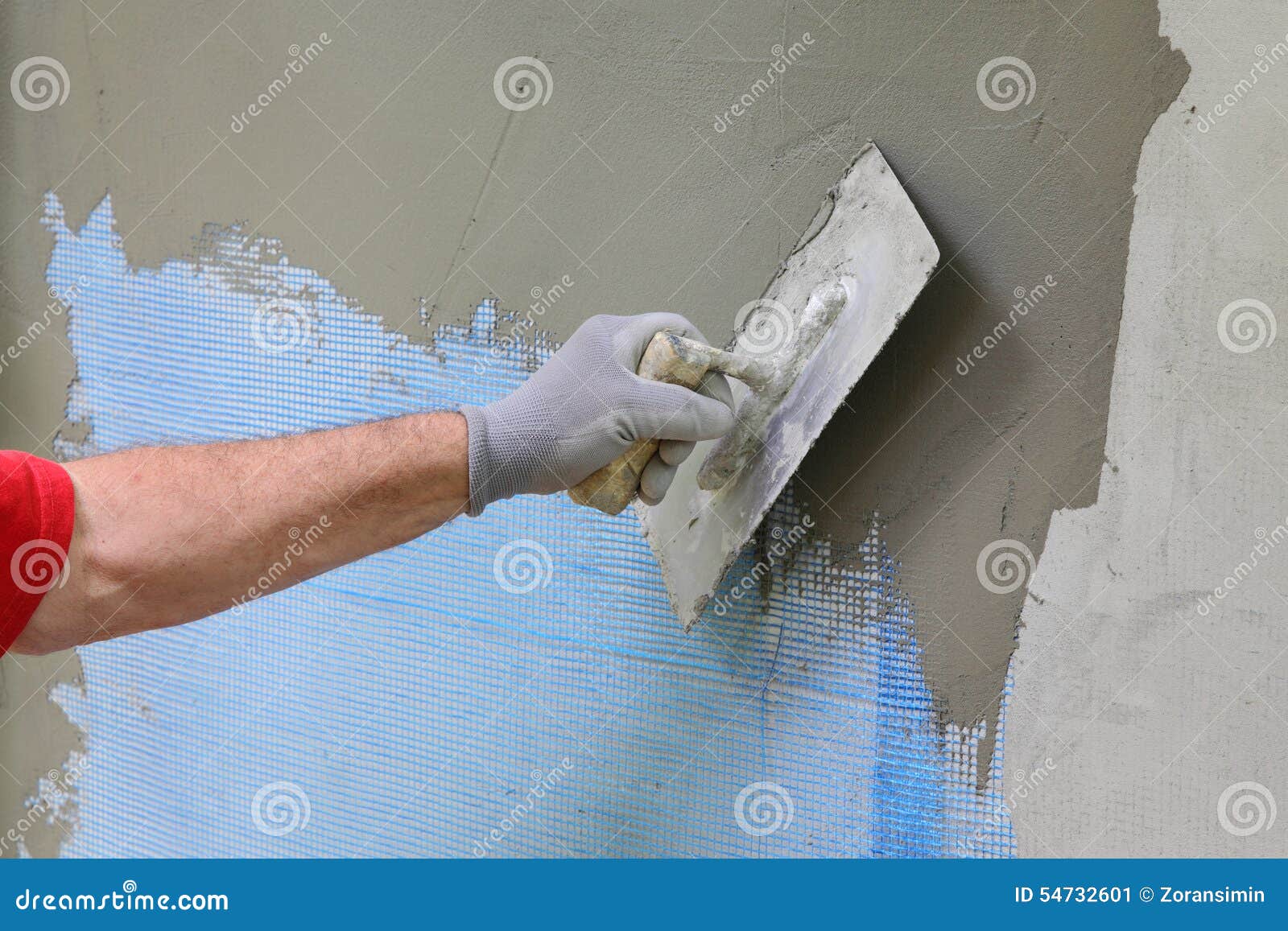 Wall Insulation, Spreading Mortar Over Mesh Stock Image - Image of ...