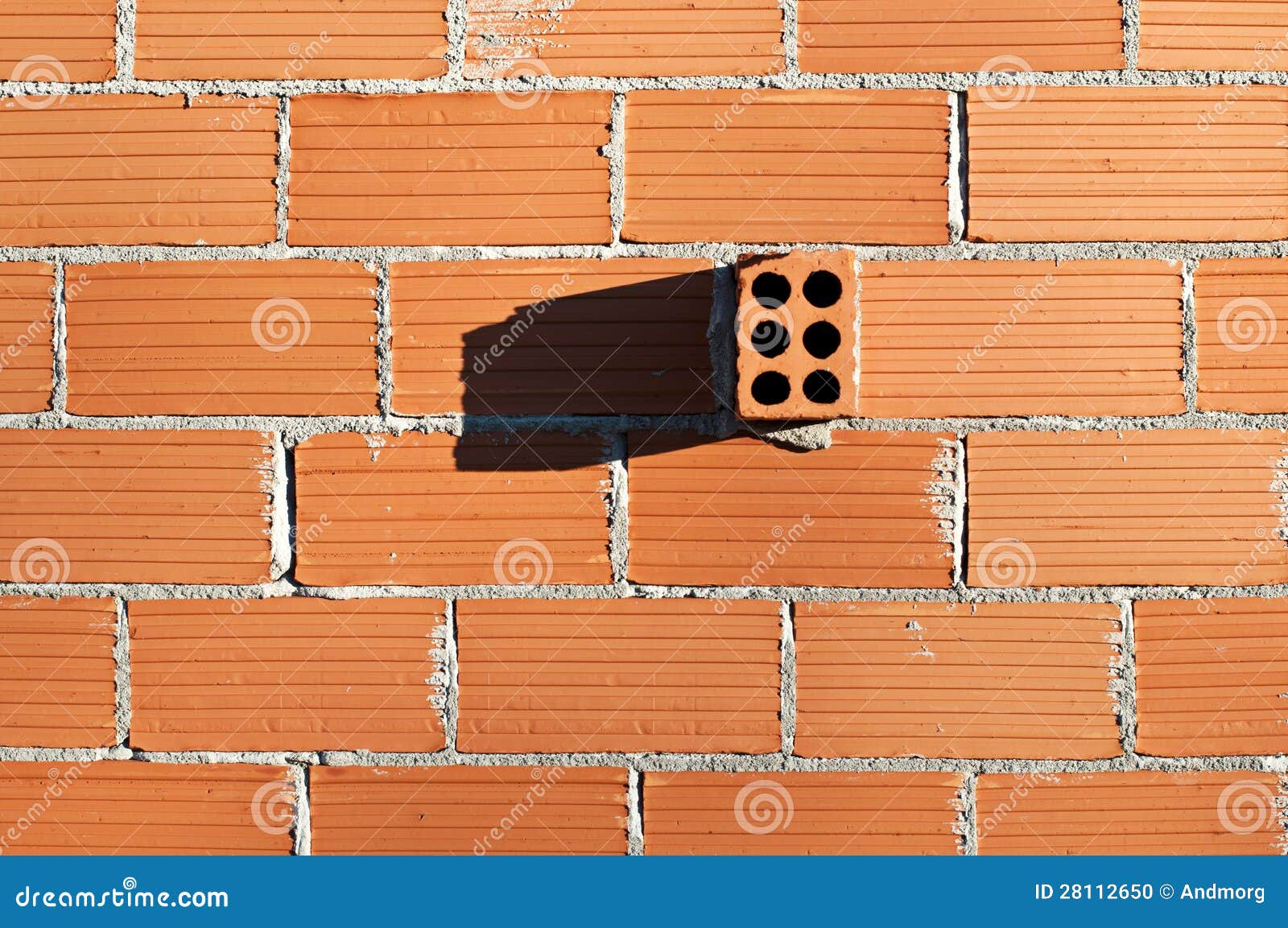 Wall with isolated brick stock photo. Image of single - 28112650
