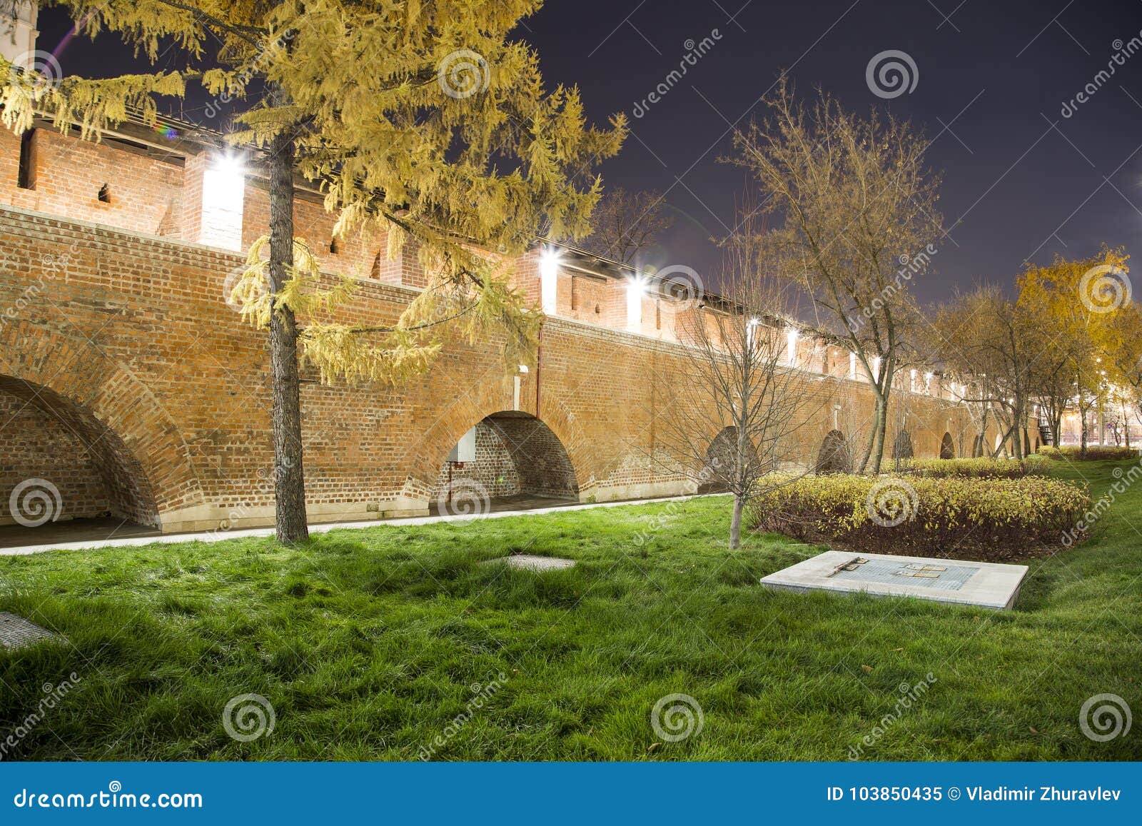Wall in Kitay-gorod at Night, Moscow, Russia Stock Image - Image of ...