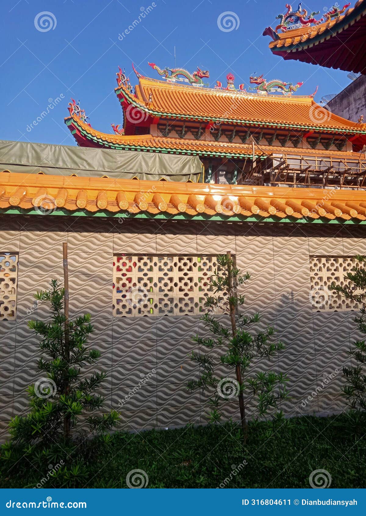 Wall of a Konghuchu& X27;s Temple in Town Stock Image - Image of town ...