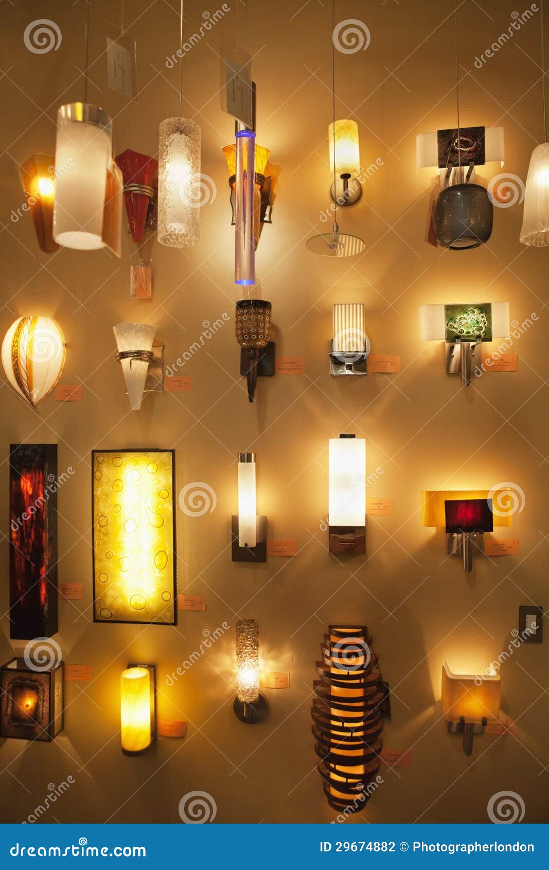 Wall Lamps on Display in Lights Store Stock Photo - Image of still ...