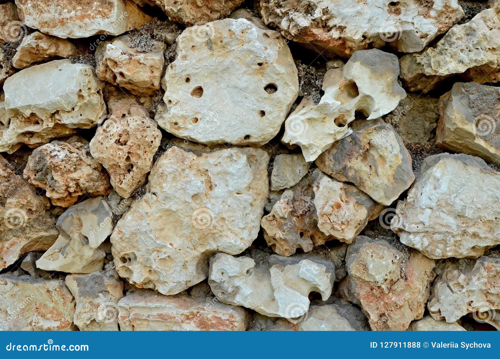 Wall of Large Stones. the Texture of Light Sandstone Stock Photo ...