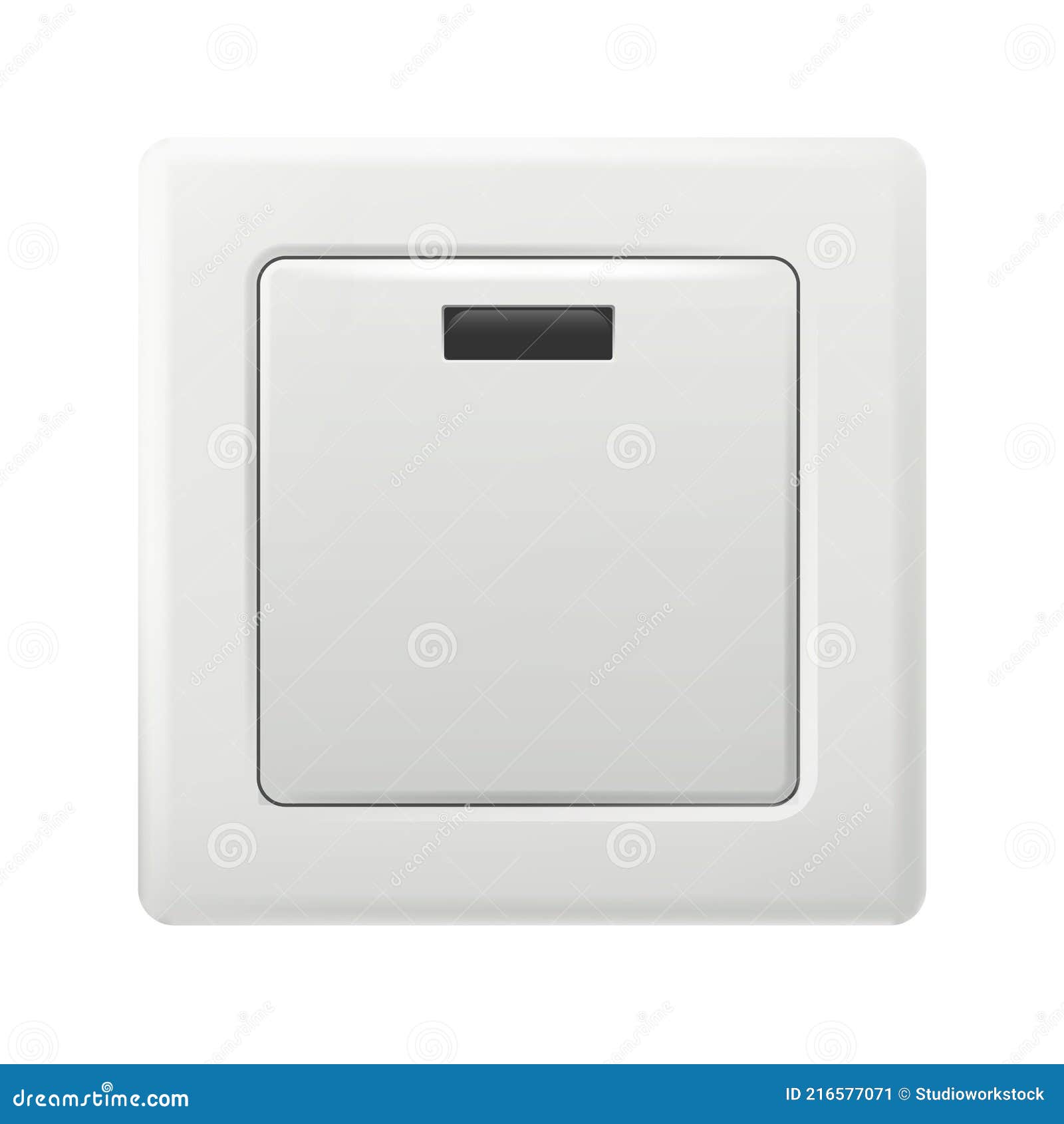 Wall Switch with One Flat Button Realistic Mockup Isolated Stock Vector ...