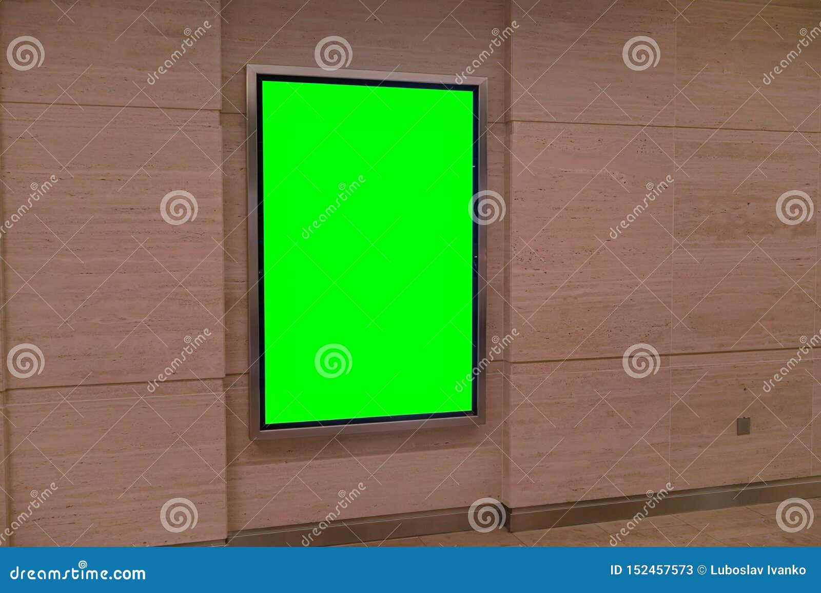 Wall with Light Display Ad Board - Green Color Advertisement Mock Up ...