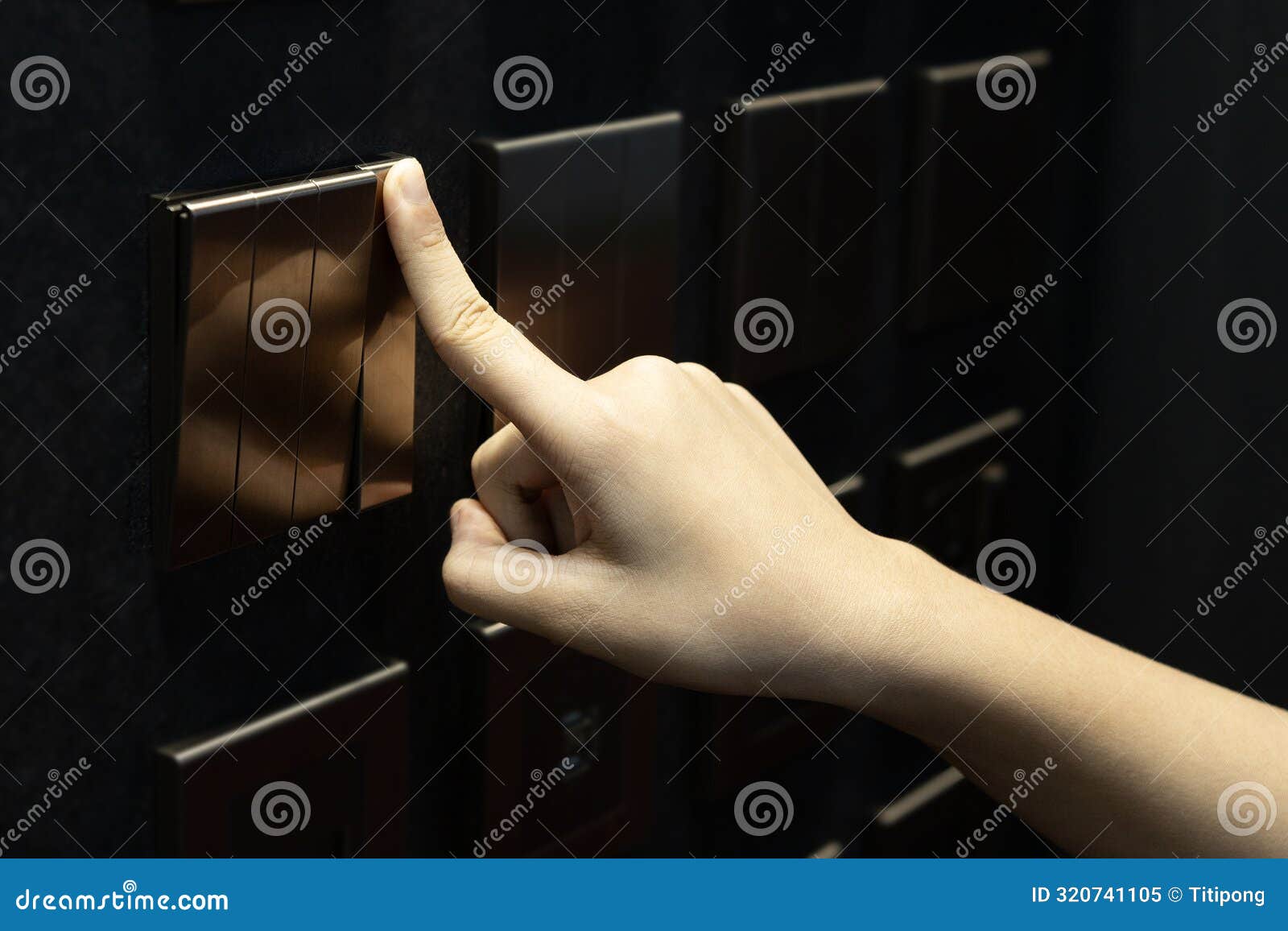 Wall Light Switch on and Off in a Modern Home Stock Image - Image of ...