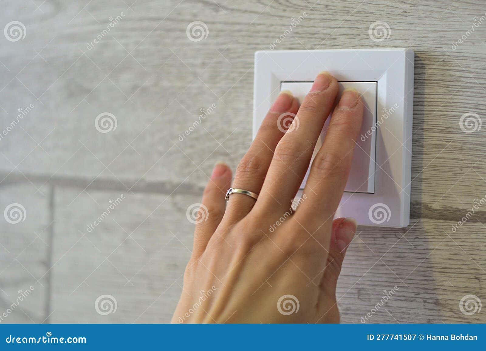 A Wall and a Light Switch that a Person Presses Stock Image - Image of ...