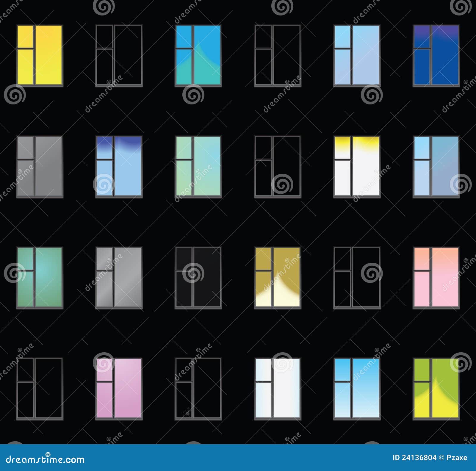 Wall With Lighted Windows - Seamless Texture Vector Illustration ...