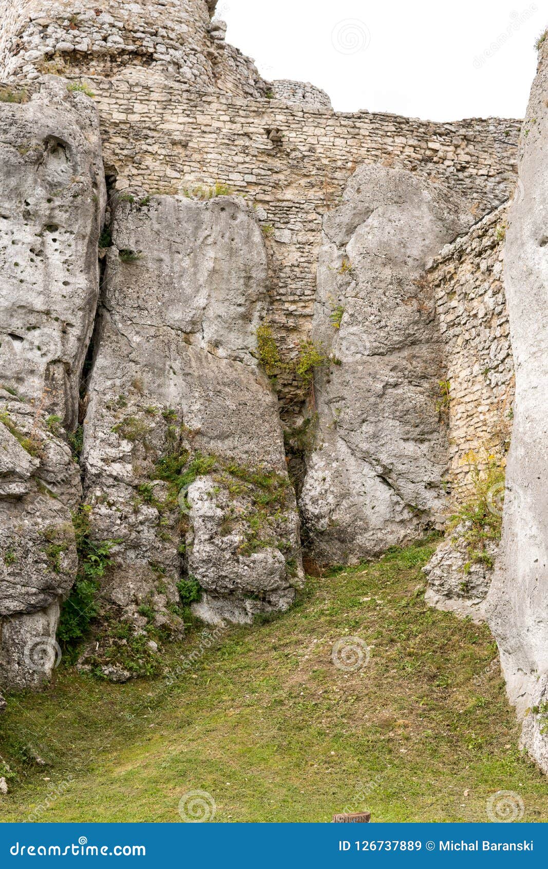 Wall between Limestone Rocks Editorial Stock Image - Image of limestone ...