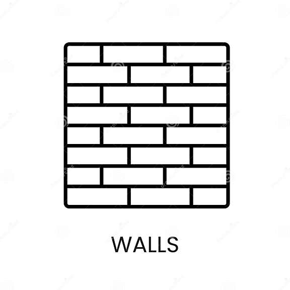 Wall Line Icon Vector with Editable Stroke Stock Illustration ...