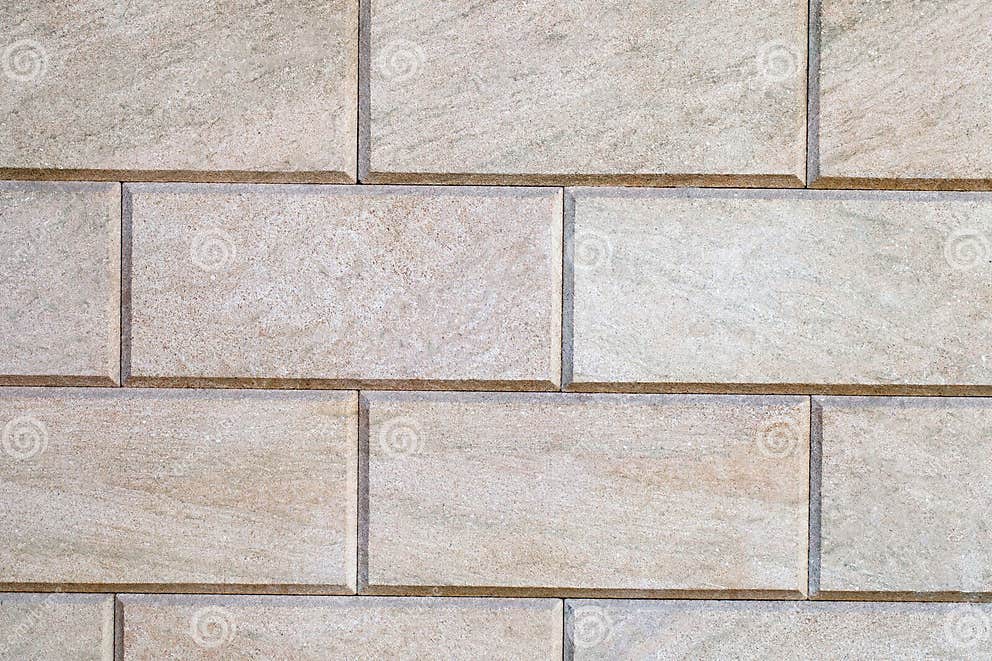 Wall is Linked with Decorative Rectangular Beige Tiles, Close-up ...