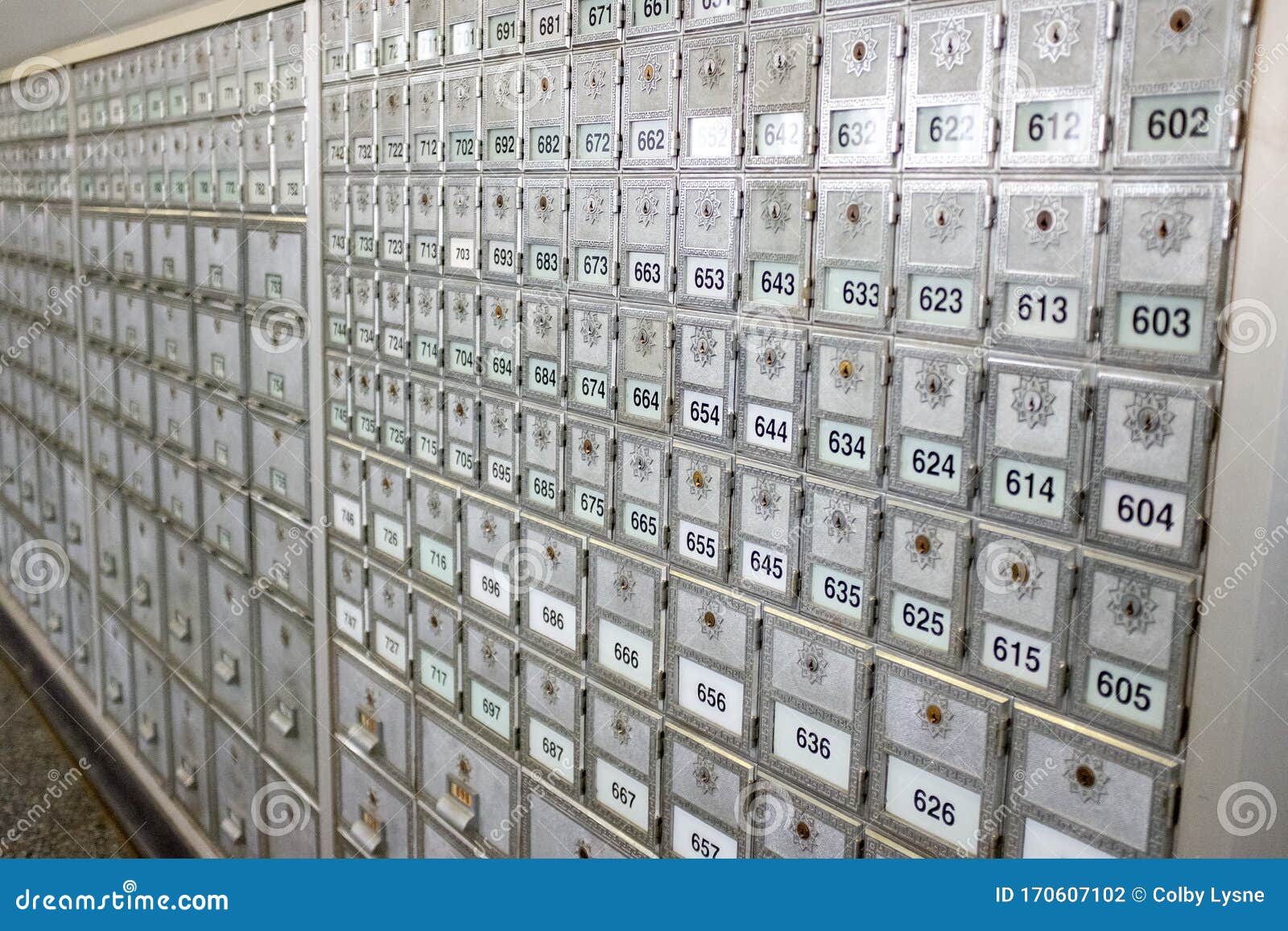 The Wall of Lockers in Post Office Stock Photo - Image of office ...