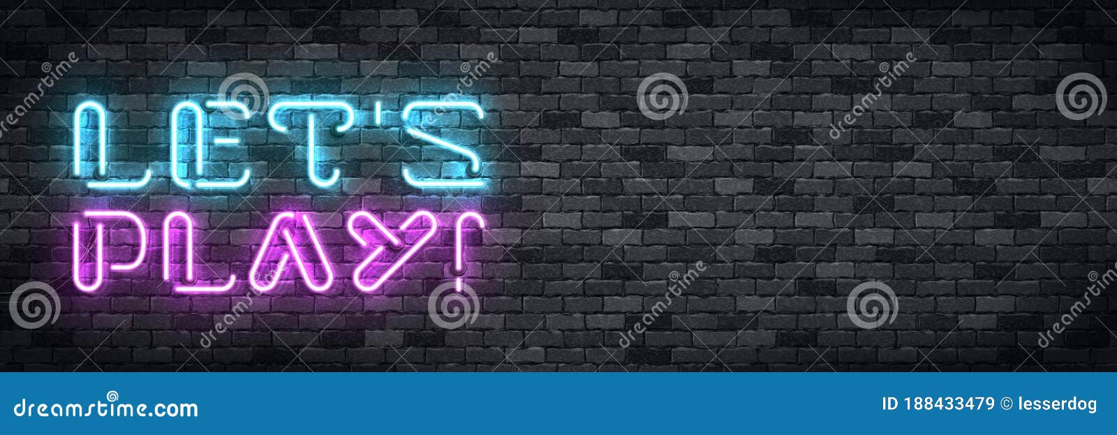 Vector Realistic Isolated Neon Sign of Let`s Play Flyer Logo for ...
